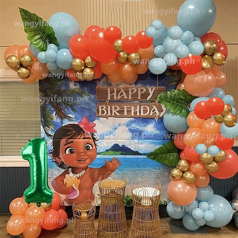 1Set Disney Moana Theme Party Balloons 32inch Green Number Foil Ballons ...