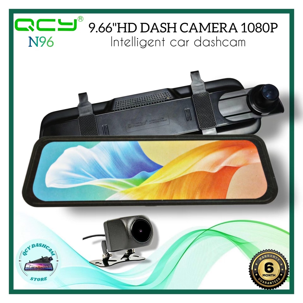 ORIGINAL QCY N96 10" Car DVR, Dash Cam Mirror Rear View Mirror Camera | Shopee Philippines