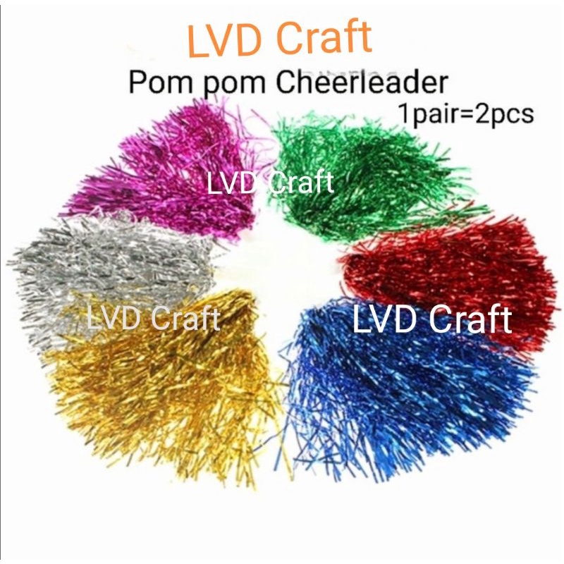 1 pair (2pcs) Pom Pom cheerleader /Cheer Sports Metalic Cheerleader ...