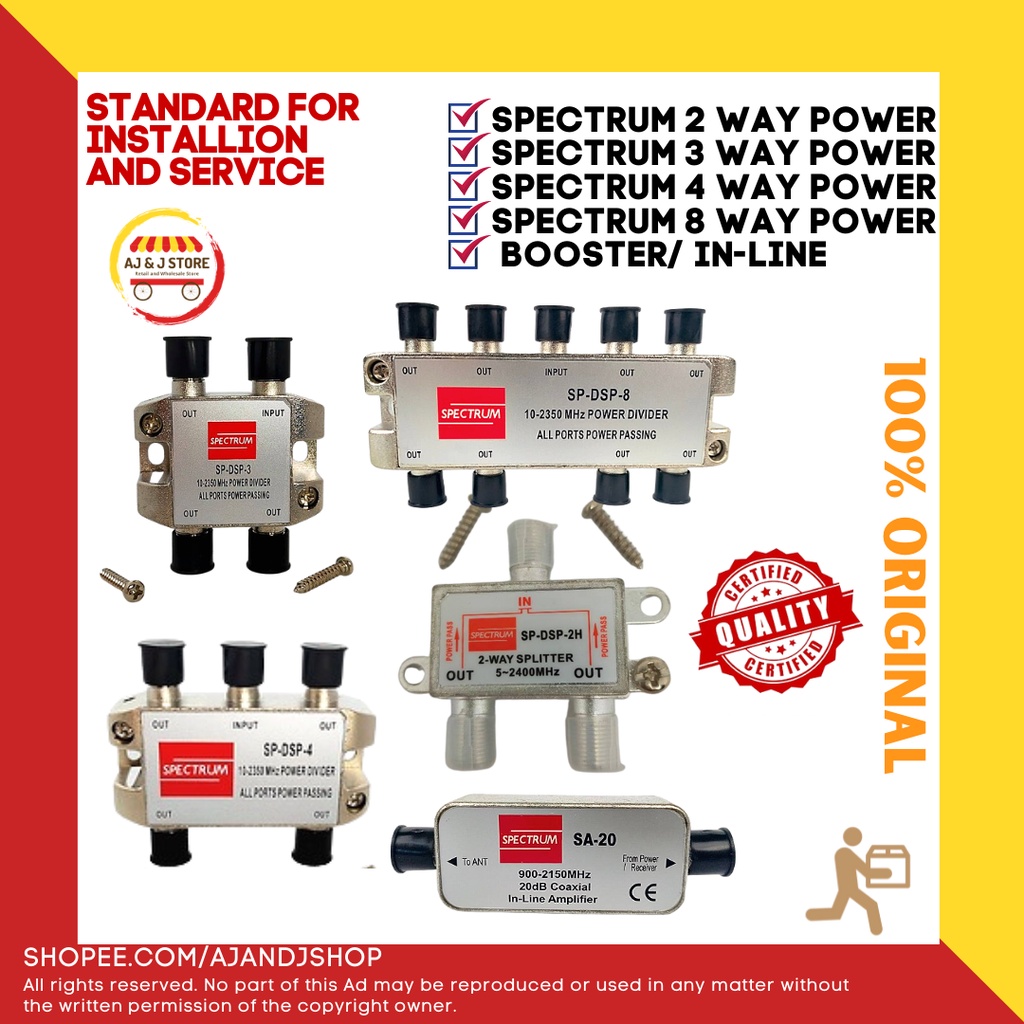 SPECTRUM BOOSTER / IN LINE AMPLIFIER / SPLITTER FOR 2 WAY / 3 WAY / 8 ...