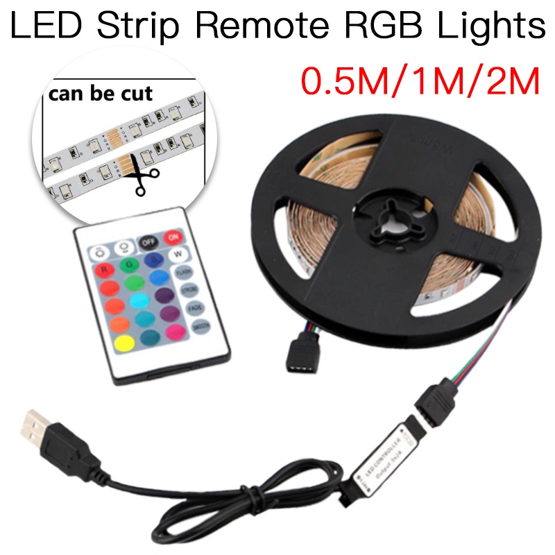 RGB LED Strip USB 5V PC TV Backlight LED Strip Remote RGB Lights ...