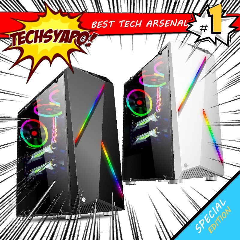 COOLMAN STREAMER ATX/M-ATX TEMPERED GLASS PC CASE BLACK / WHITE ...