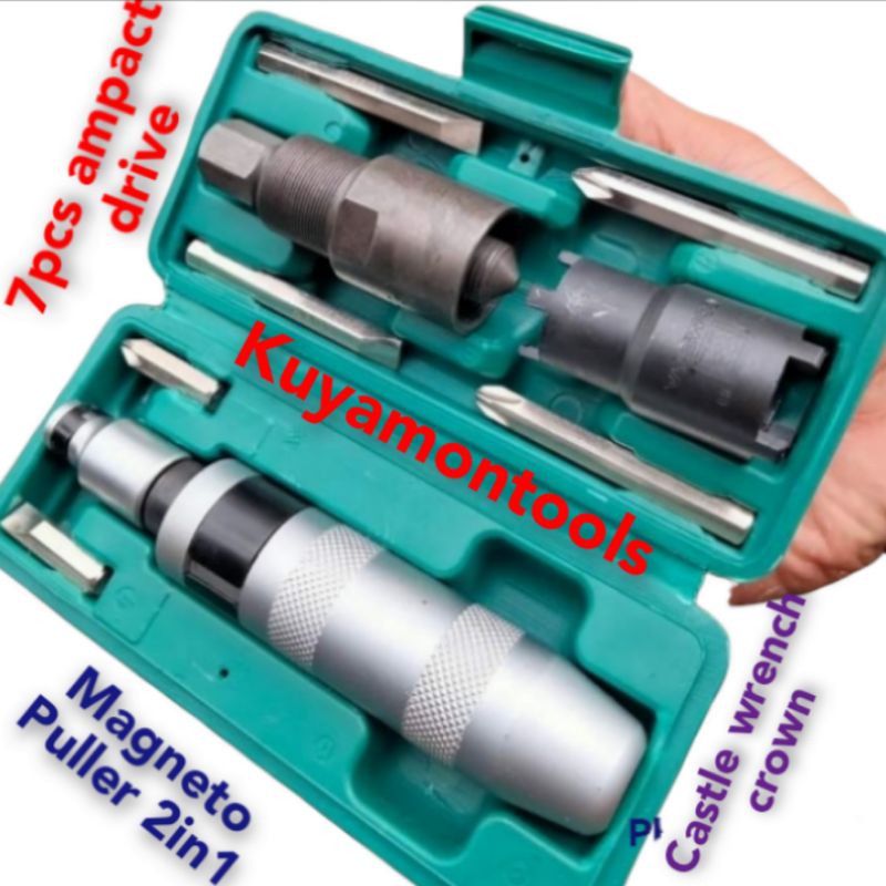 Package tools 7pcs impact drive 1/2 drive and castle wrench, magneto ...