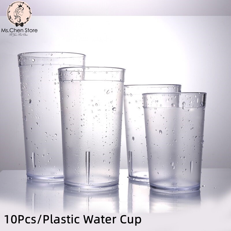 MSC 10PCS PLASTIC GLASS (10oz) FROSTED GLASS BASO REUSABLE DRINKING ...