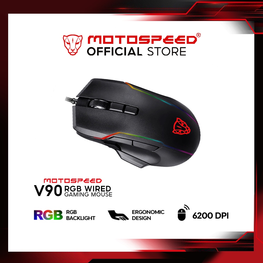 Motospeed V90 Gaming Mouse (6200 DPI, PMW3325, RGB, USB) | Shopee ...