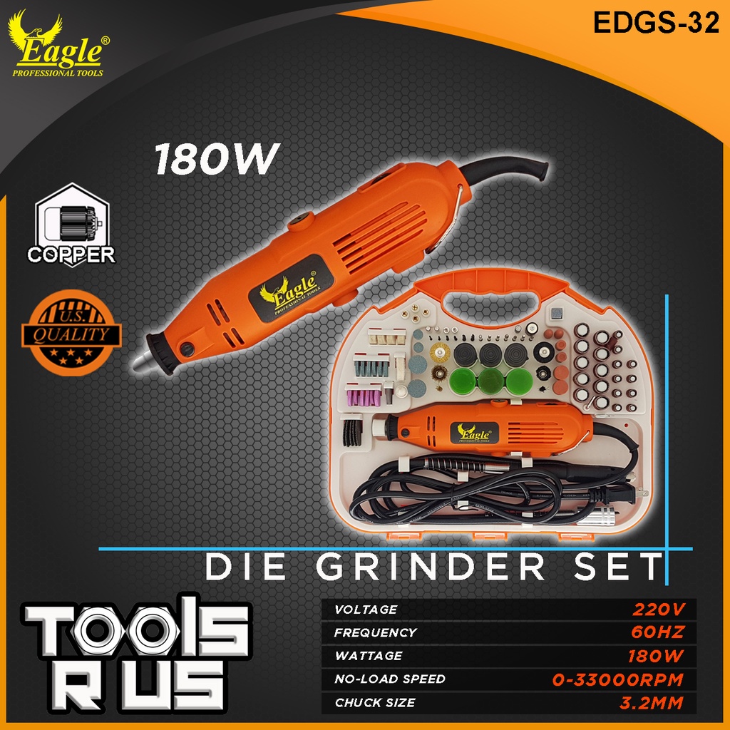 Eagle Die Grinder Set with Over 200-piece 180W | Shopee Philippines