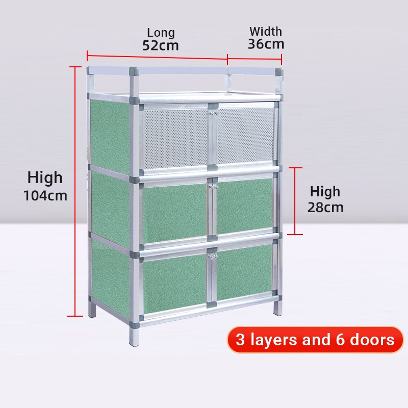 Aluminum alloy kitchen cabinet storage cabinet simple dish cabinet ...