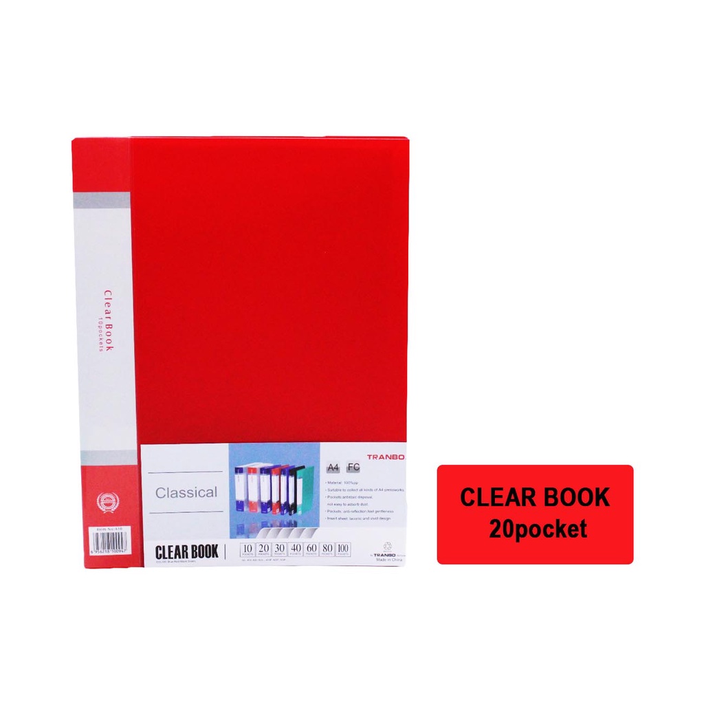 20 Pockets to 40 Pages Clear Book Display Book Non-Refillable ...
