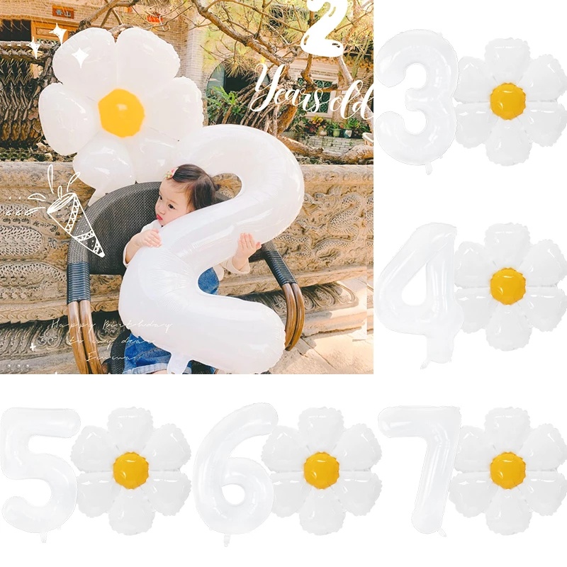 32 Inch Large White Number Balloons 0 - 9 Foil Balloons Birthday Party ...