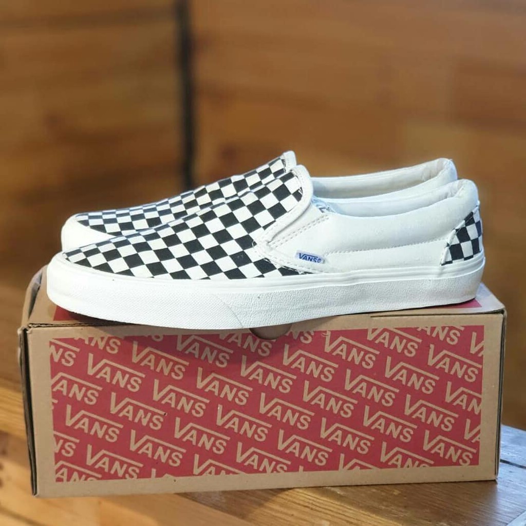 Vans Slip Shoes On Checkerboard Classic Black White Black And White ...