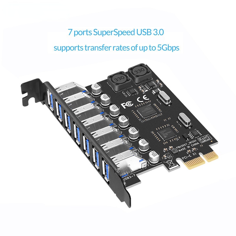 USB 3.0 PCI express adapter PCI e to 7 ports USB 3 expansion adapter ...