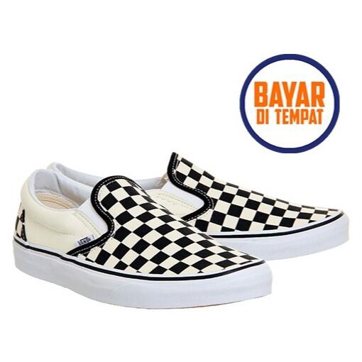 Vans09 Slip On Checkerboard Chess Shoes Black White Premium | Shopee ...