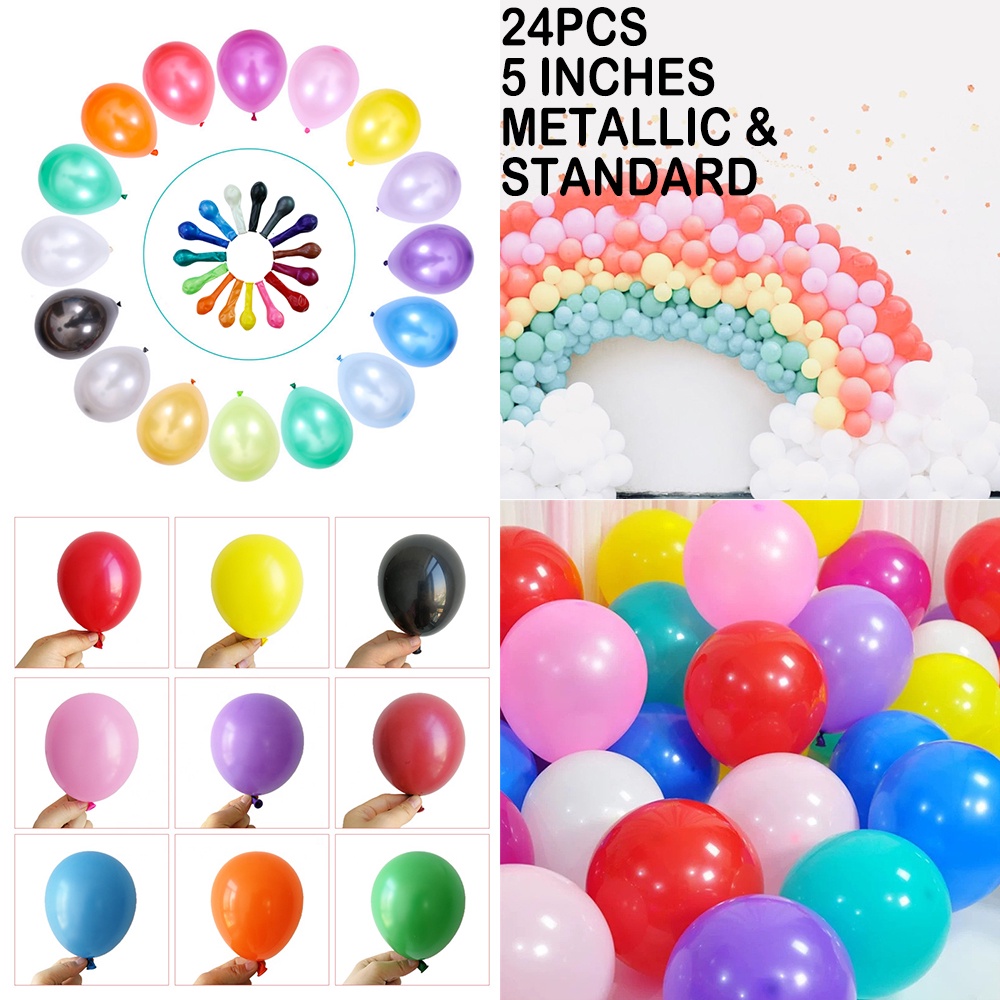 5 Inches 24Pcs Metallic Standard Latex Balloons Happy Birthday Party ...