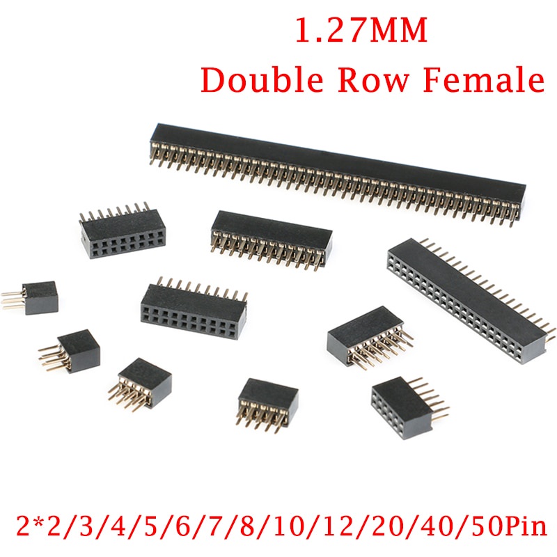 10PCS 2X2P/4P/6P/8P/10P/16P/20P/40P PIN Double row Straight FEMALE PIN HEADER 1.27MM PITCH Strip ...