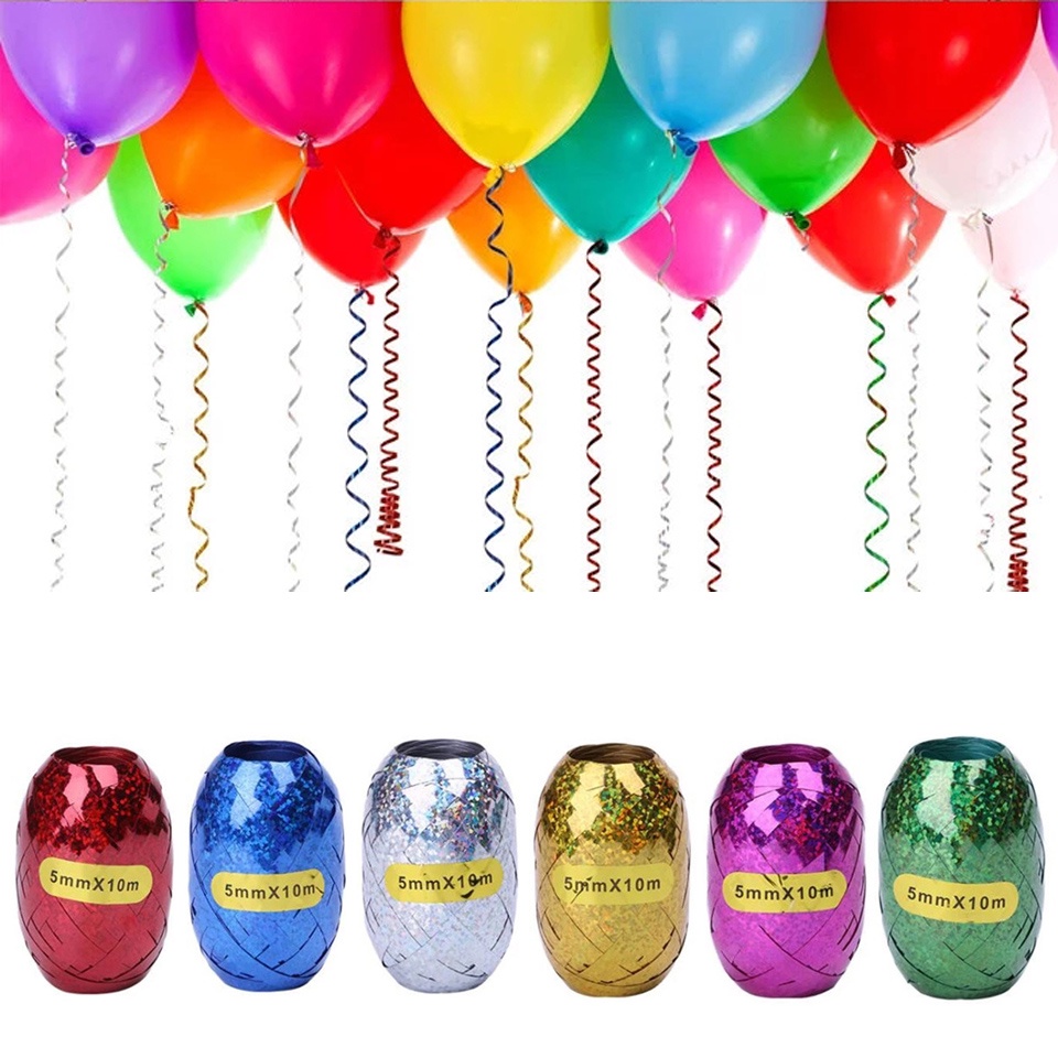 10m/pack Laser Balloon Ribbon Metallic foil Balloon Rope For Festival ...
