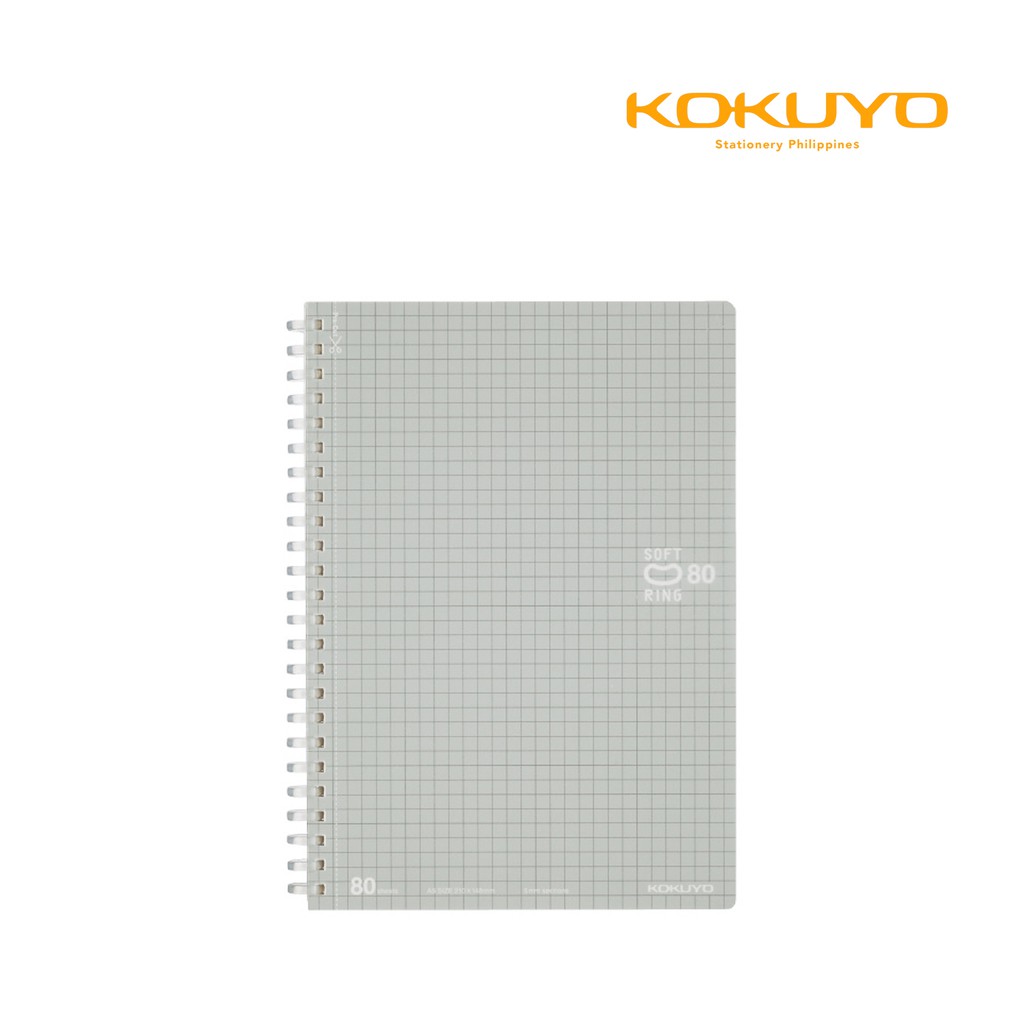 Kokuyo SU-SV338S5-C Soft Ring Notebook, 80 Sheets, A5, Gray, Grid Ruled ...
