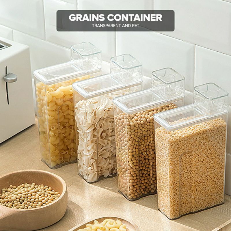 Transparent Cereal Dry Food Storage Dispenser Multipurpose Plastic Jar ...