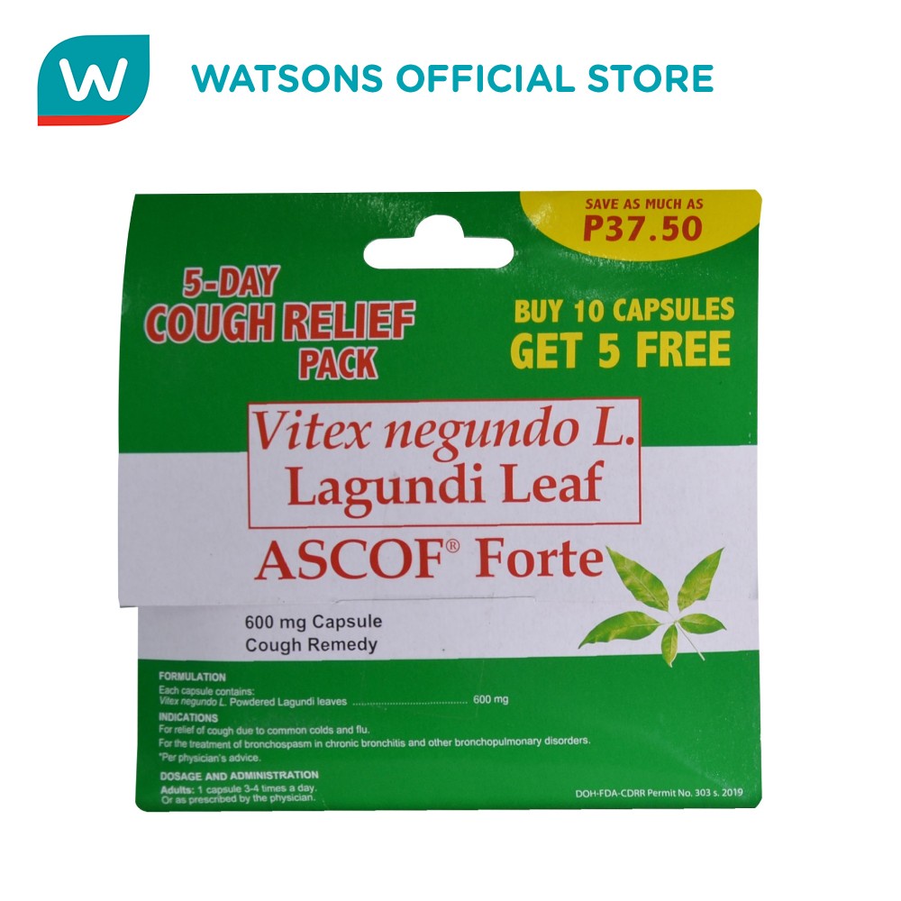 ASCOF Forte Buy 10 Capsules Get 5 Free (Vitex Negundo L. Lagundi Leaf ... ASCOF Forte Buy 10 Capsules Get 5 Free (Vitex Negundo L. Lagundi Leaf ...