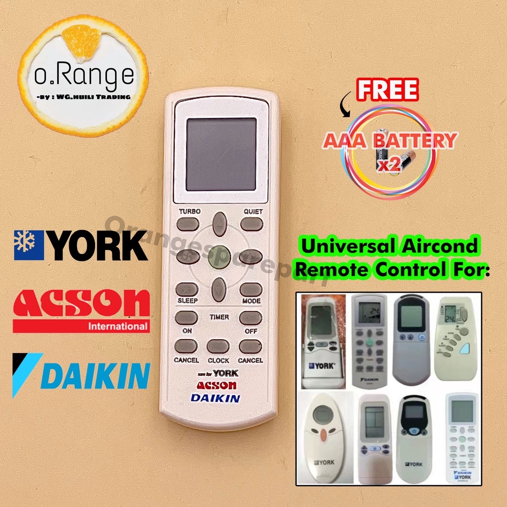 YORK / ACSON / DAIKIN AIR CONDITIONER MULTI REMOTE CONTROL ECGS01 VBAV ...
