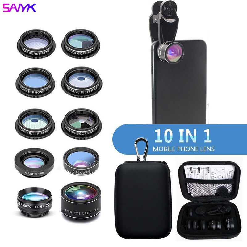 Sanyk 10 In 1 Phone Lenses Clip Lens Suit External Camera Wide Angle ...
