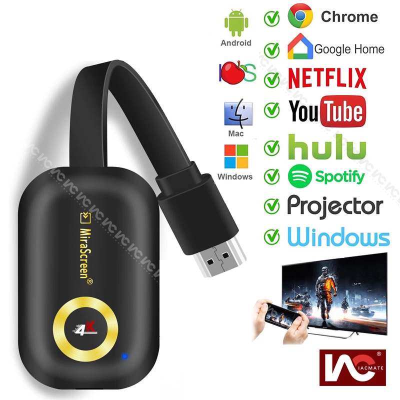 4k HDMI Wireless Display Adapter， Miracast Dongle Screen Mirroring Cast ...