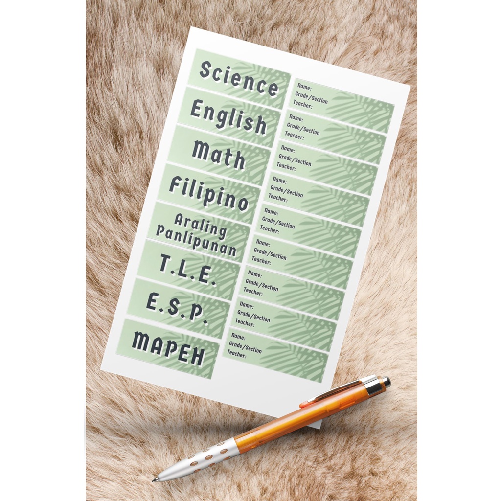 GREEN AESTHETIC SUBJECT AND NAME STICKER SET | Shopee Philippines
