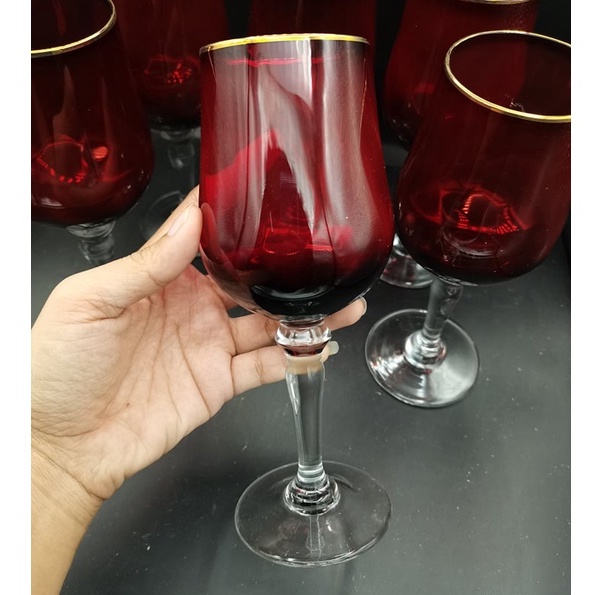 Red champagne Glass 6pcs set / Red wine glass drinking glass 3057 with ...