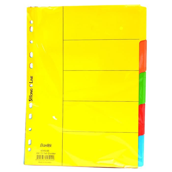 Bantex Cardboard Divider A4 5 Pages 6045 | Bantex A4 Binder Divider ...