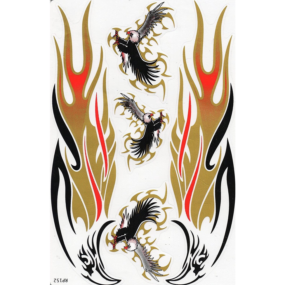 Flame Eagle Gold Flame Blade Racing Sticker Adjust Racing Size: 27 X 18 ...