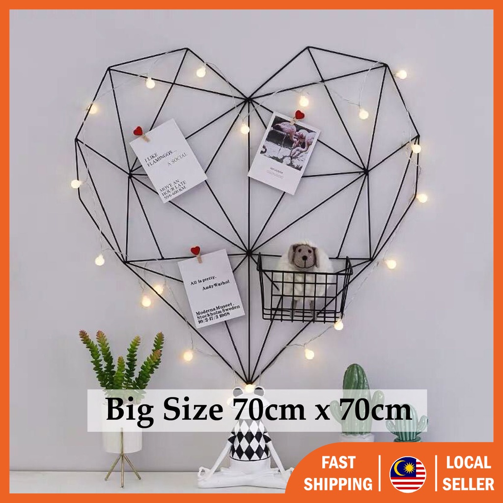 Ins Wrought Iron Heart Iron Grid Love Shape Love Grid Photo Wall Clip ...