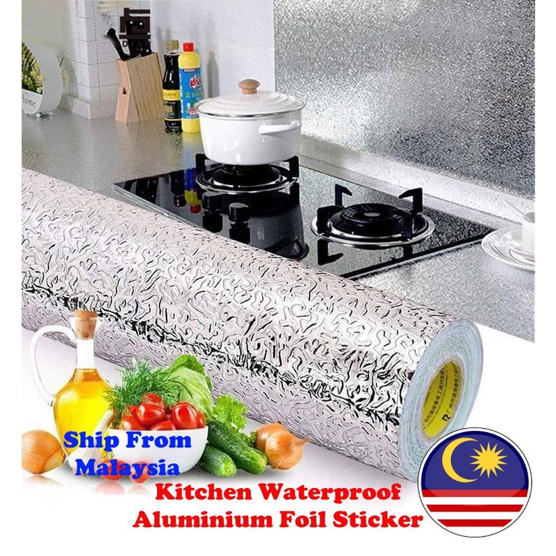Waterproof Aluminum Foil Wallpaper Kitchen Sticker Dapur Kalis Air ...