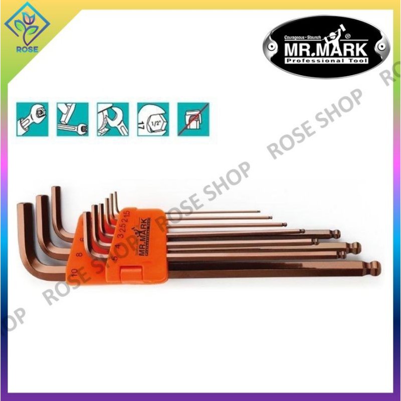 MR.MARK 9PCS EXTRA LONG BALL POINT HEX KEY WRENCH SET (MK-TOL-3505M ...