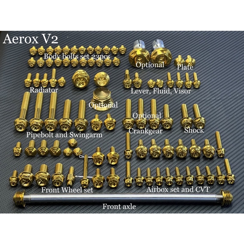 Heng Fullset of Bolts for Nmax v1/v2/v2.1 | Aerox v1/v2 (SOLD AS SET with OPTIONALS) | Shopee ...