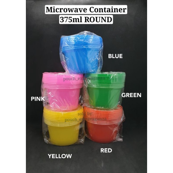 COLORED 375ml Microwave Container Freezer-safe Food-grade ROUND 375ML ...