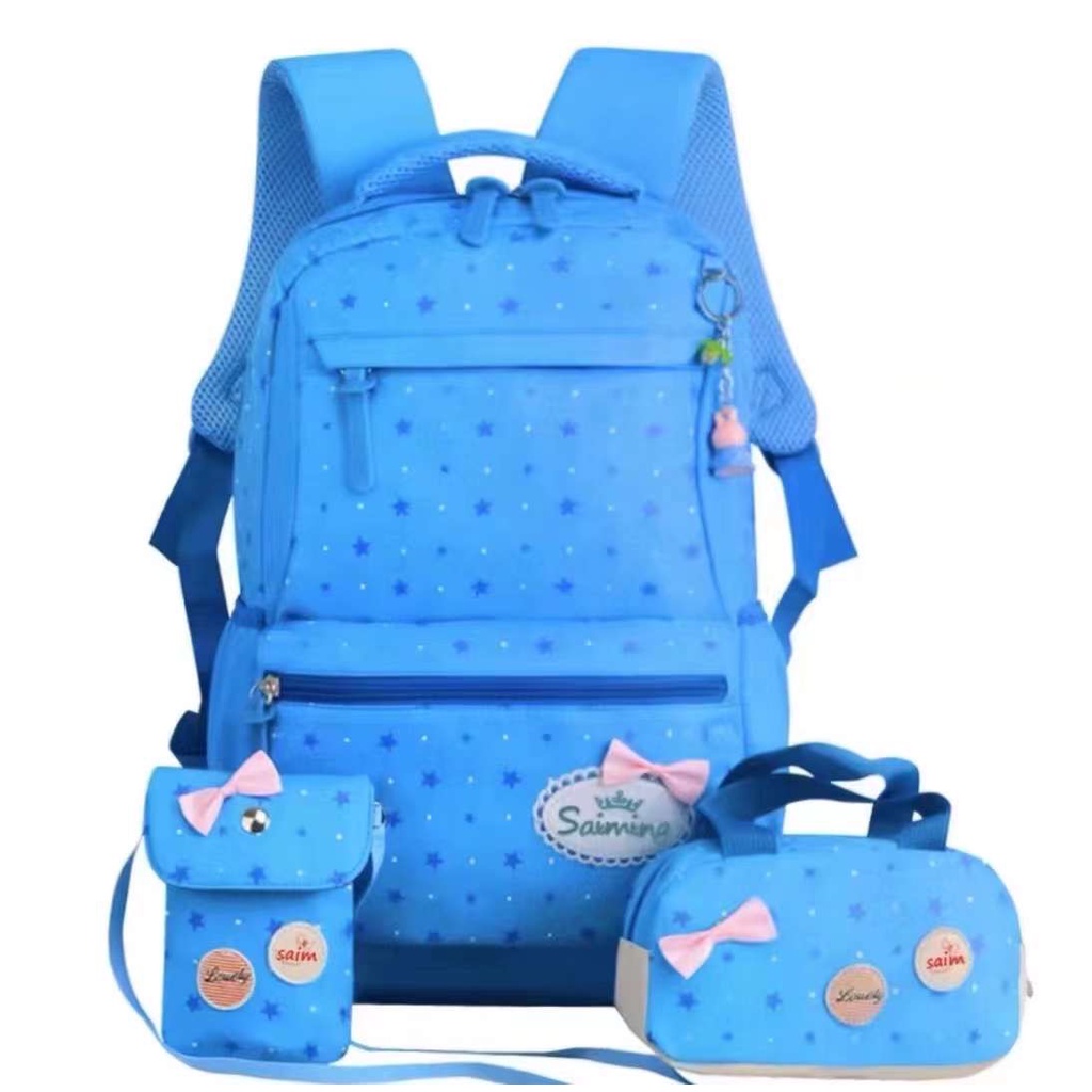 #1 Waterproof 3in1 Set School Bag Nylon Backpack for Student | Shopee ...