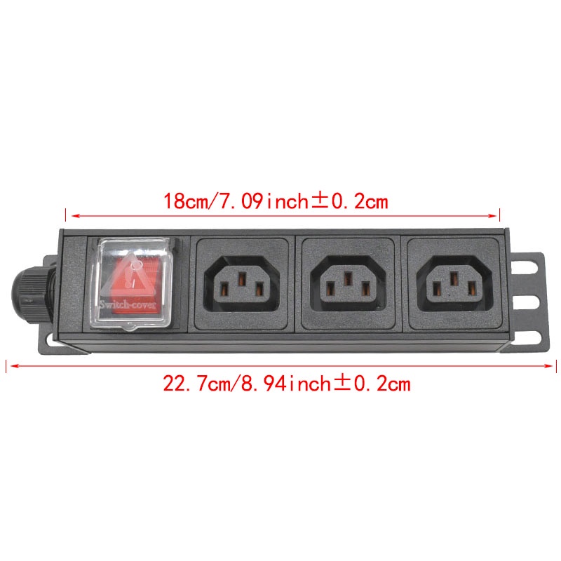 PDU Power Distribution Unit 16A 3500W Power Strip 2-22 Ways IEC-C13 output socket With LED ...