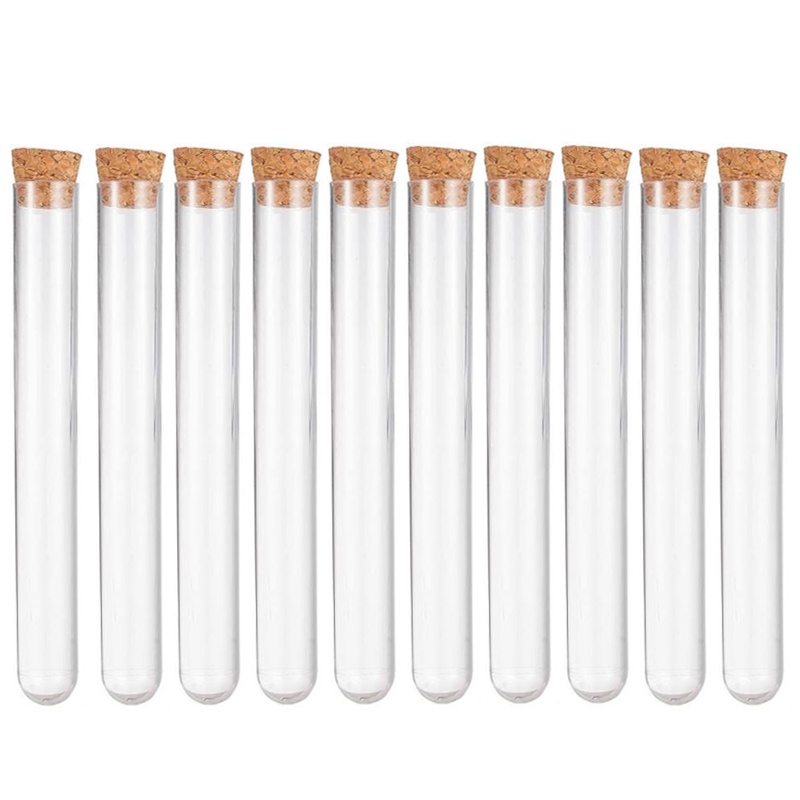 10PCS 15*100mm Transparent Laboratory Clear Plastic Test Tubes with ...