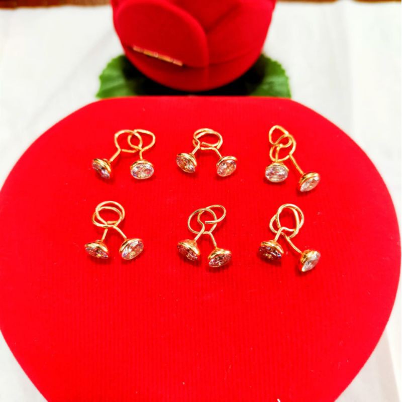 1 gram bean sprout earrings, 925 silver, yellow gold plated | Shopee ...