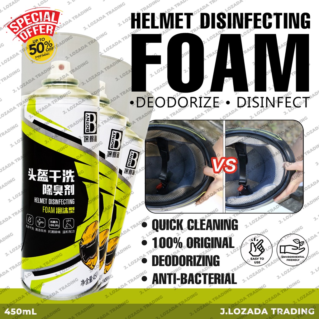 Helmet Disinfecting Foam Spray 450 ml - Helmet Refresher / Helmet ...