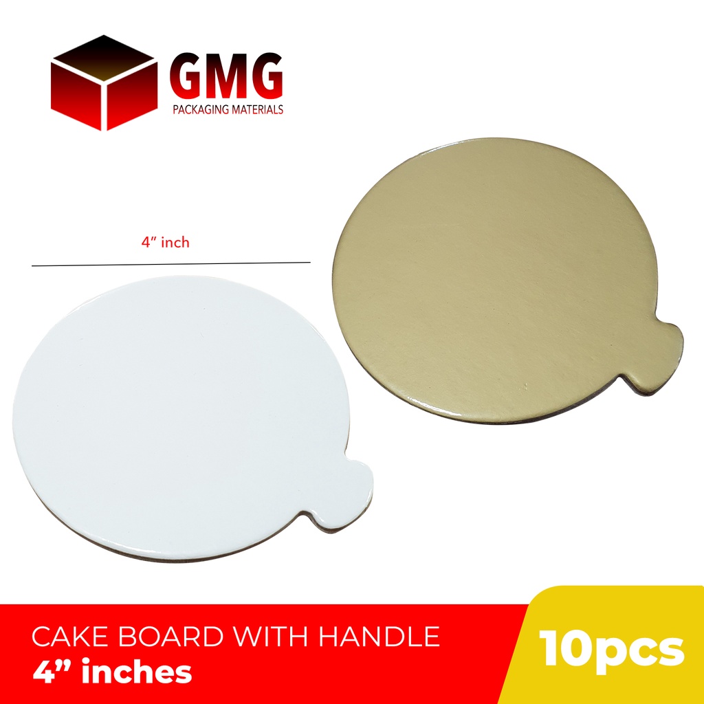 Mini Cake Board Round 4 inches Laminated with Handle for Mousse Cupcake ...