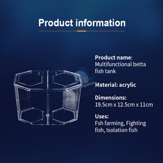 Aquarium Dual Betta Fish tank 2 in 1 Clear Tank With Divider | Shopee ...