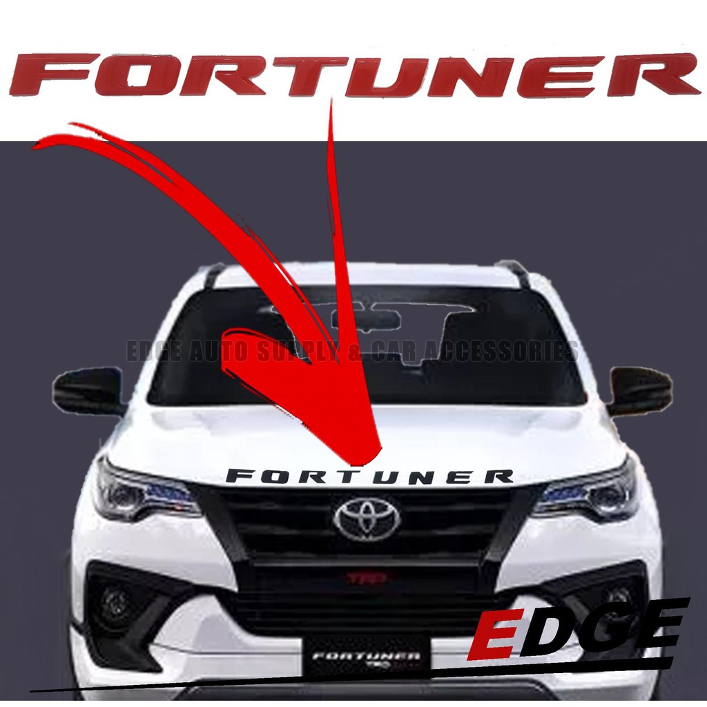 (Red - Medium) Toyota Fortuner Hood Stick-On Emblem Decal Logo Symbol ...