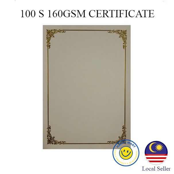 A4 160gsm Certificate Paper WITHOUT STAMP ( 100's/pack ) | Shopee ...