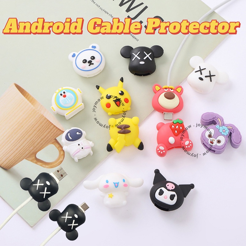1 Pair Android Mobile Phone Charging Cable Protector Cute Bite Cable ...