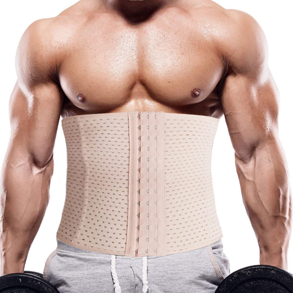 Men Waist Trainer Corset Workout Reducing Trimmer Straps Steel Boned ...