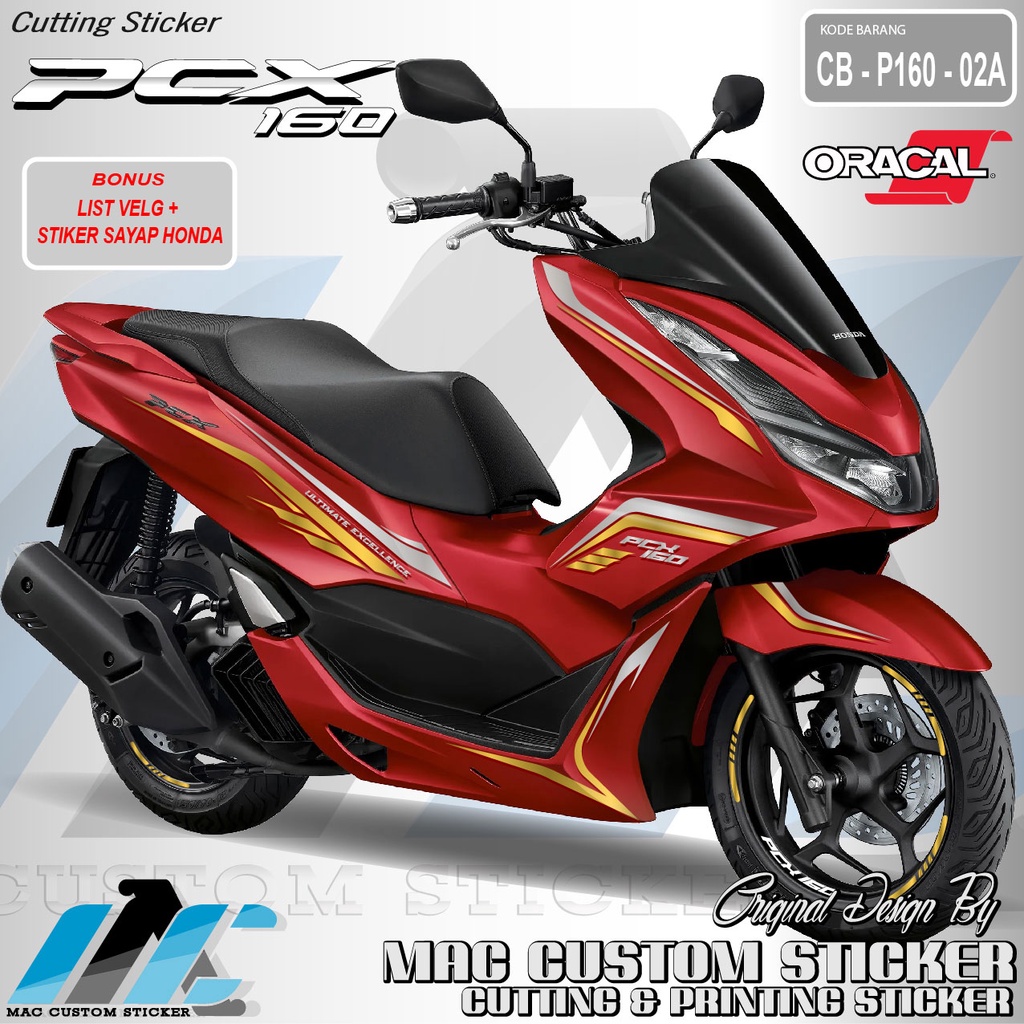MERAH CUTTING STICKER HONDA PCX 160 - CUTTING STICKER STRIPING PCX 160 ...