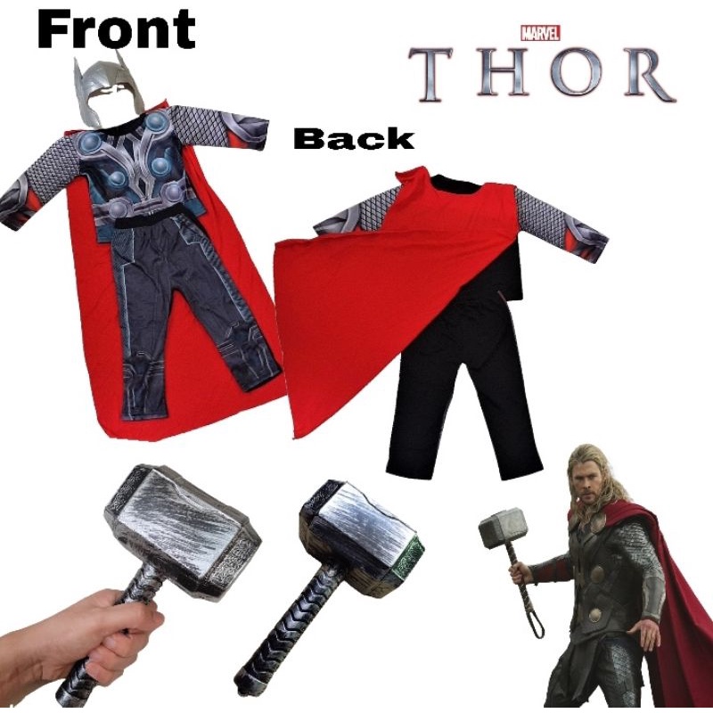 Marvel thor Costume for kids with mask and hammer | Shopee Philippines