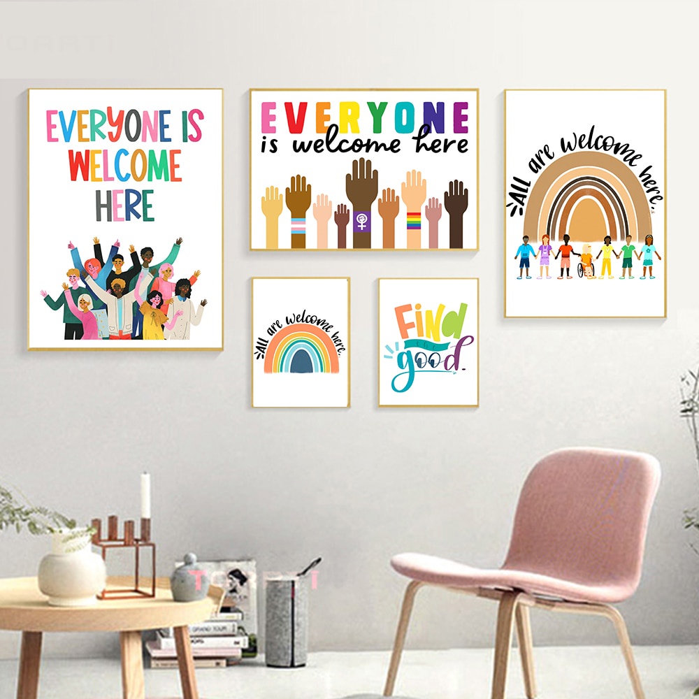 Classroom Colorful Quote Poster Positive Rainbow Canvas Painting ...