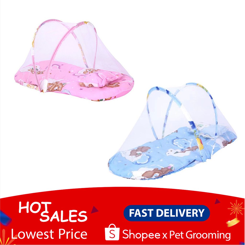 COD baby mosquito net baby Folding Soft Cushion Bed babies with Pillow ...