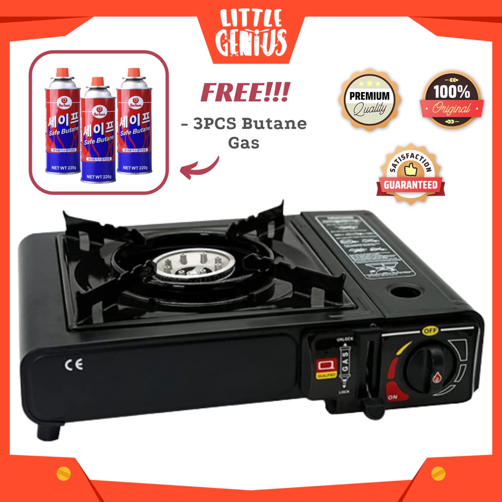 2 in 1 Butane St0ve FREE 3PCS BUTANE G*AS Dual Output Burn3r Camping ...